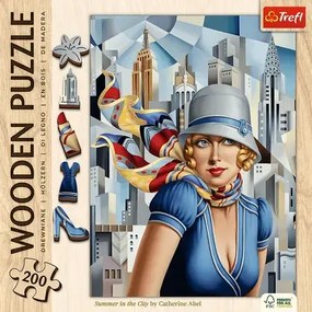 TREFL Dřevěné puzzle Art: Catherine Abel - Léto ve městě / 200 dílků /