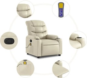 Masážní polohovací křeslo krémové, umělá kůže 3206904