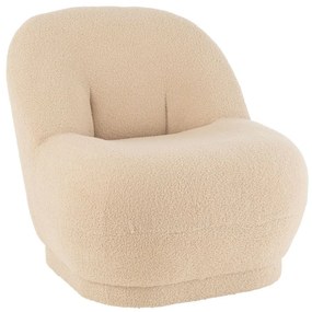Béžová kulatá stolička/ křesílko s opěrkou Teddy Bouclé Beige - 78*88*72 cm