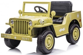 Mamido Dětský elektrický vojenský Jeep Willys 4x4 béžový
