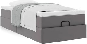 Osmanský rám postele s matrací šedá 90x200cm umělá kůže 3311019