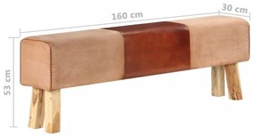 Lavice pravá kůže / dřevo Dekorhome 160 cm