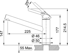 Franke FC 3054.084 ORBIT Dřezová baterie bez sprchy, Chrom/Šedý kámen 115.0623.140