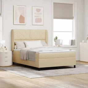 Postel s boxspringem s čelo Krémová 160 x 200 cm textil 3340639
