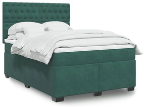 Box spring postel s matrací tmavě zelená 140x200 cm samet 3293239