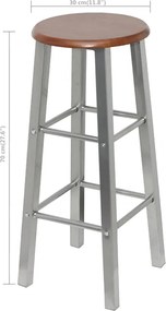 Barové stoličky 4 ks stříbrné a hnědé MDF 277174
