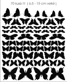 WALLVINIL Samolepky na zeď - Motýlí ráj Barva: Modrá střední, Velikost: 42 motýlů