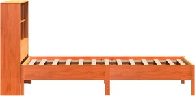 Postel s knihovnou bez matrace hnědá 100x200 cm masiv borovice 3322878