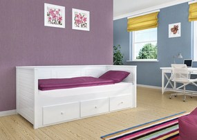 Bílá postel s úložným prostorem Melani - 90 x 200 cm Bílá   
90x200 cm