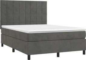 Box spring postel s matrací tmavě šedá 140x200 cm samet 3143026
