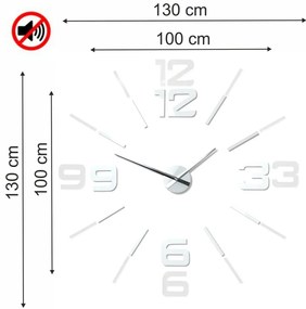 Velké bílé nalepovací hodiny 130 cm