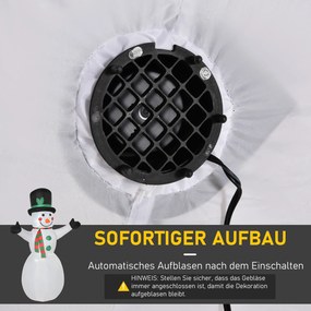 HOMCOM Sněhulák vánoční dekorace vánoční výzdoba, včetně ventilátoru, barevné LED, samonafukovací 1 m, vícebarevný