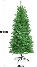 Costway 150 cm vysoce osvětlený vánoční stromek s umělou tužkou s teplou bílou