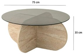 Konferenční stolek Bubble Travertine s tmavým sklem