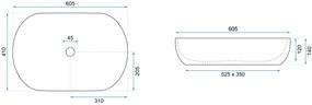 Rea Cleo Aiax, umyvadlo na desku 605x410x120 mm, bílá-imitace kamene Aiax, REA-U9656