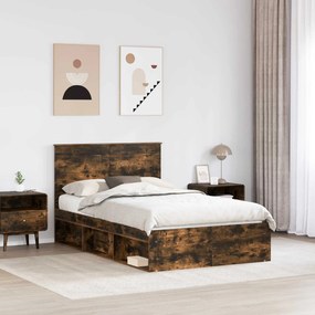 Rám postele Kouřový dub 135 x 190 cm Kompozitní dřevo 3409367