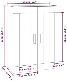 Petromila Nástěnná skříňka lesklá bílá 69,5x32,5x90 cm kompozitní dřevo