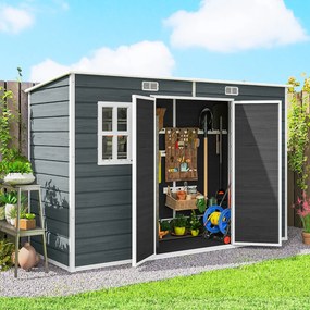 Outsunny zahradní domek 3,2 m² (303 × 123 × 197 cm) – plastový skladovací domek s okny, dvoukřídlými dveřmi, uzamykatelným větráním a podlahou ve vzh…