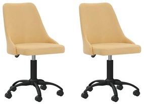 Otočné jídelní židle 2 ks žluté textil - Default Title