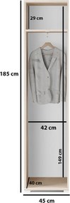 Bílá předsíňová sestava se skříní a zrcadlem Emi 13 s hnědými čalouněnými panely Trinity 05