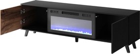TV stolek Random 180 cm s krbem dub wotan/černý