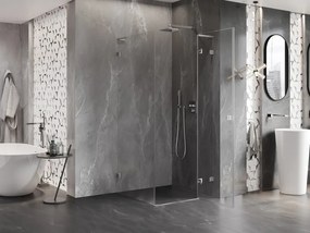 Mexen Lunar, L výklopný sprchový kout pravý 90 x 90 cm, 8mm čiré sklo, ocelový profil, 834L-090-090-97-00-P