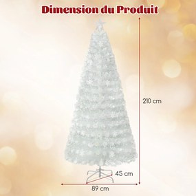 Costway Umělý vánoční stromek 210 cm s barevnými LED světly