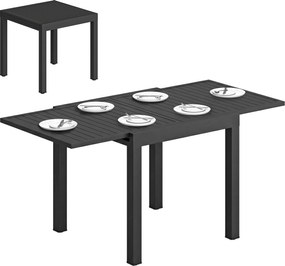 Outsunny rozkládací stůl pro 4–6 osob | 80–160 × 80 cm | černý práškový hliník | Aosom
