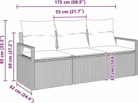 Set pohovek 3 ks Černá polyratan 3346237