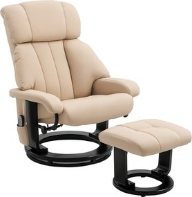 HOMCOM Polohovací křeslo s funkcí polohování, masážní křeslo, TV křeslo, polohovací křeslo, ergonomické křeslo s taburetem, béžová barva, 76 x 80 x 1…