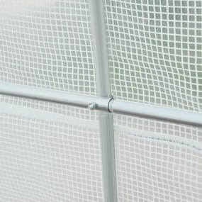 Zelený skleník Outsunny 445x200x200cm, fóliový skleník na rajčata s dveřmi, oknem, fóliovým tunelem vyrobený z pozinkované oceli, rostlinný tunel, sk…
