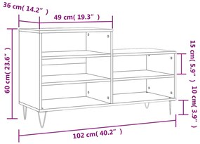 Botník kouřový dub 102x36x60 cm kompozitní dřevo - Default Title