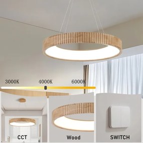Brilagi - LED Lustr na lanku FALCON WOOD MODERN LED/40W/230V pr. 60 cm dřevo