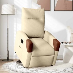 Elektrické zvedací polohovací křeslo krémové textil 3324026