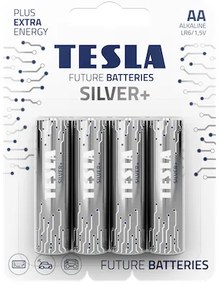 TESLA SILVER+ AA - alkalická baterie LR06, jednorázová, 4ks