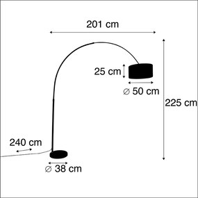 Ocelová oblouková lampa stínidlo krémová 50 cm - XXL