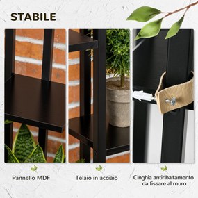 Outsunny 5-patrový stojan na květiny do interiéru a exteriéru z MDF a oceli, 40x22x113 cm, černý