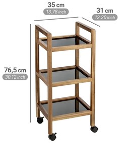 Černý/v přírodní barvě koupelnový regál z masivu akácie 35x76,5 cm Fondi – Wenko