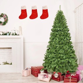 Costway 230 cm Umělý vánoční stromek s kovovým stojanem Christmas Tree Green