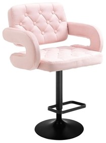 LuxuryForm DESIGN Barová židle ADRIA VELUR na černé kulaté podstavě - růžová