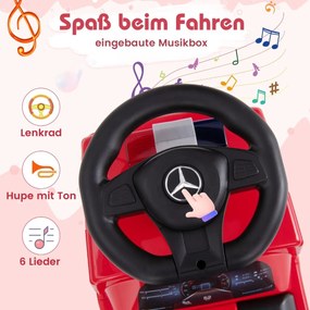 Costway Mercedes Benz pojízdné auto tlačné auto s úložným prostorem hasičská