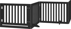 Zábrana pro psy s dvířky skládací 10 panelů černá 800 cm topol 3155683