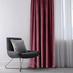 Závěs AmeliaHome Velvet s průchodkami 140x270 cm burgundy