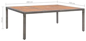 vidaXL Marketos Zahradní stůl šedý 200x150x74 cm polyratan a akáciové dřevo