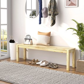 HOMCOM 3místná dřevěná lavice Jídelní lavice ve venkovském stylu z borovicového dřeva s nosností do 330 kg přírodní 150 x 33 x 45 cm do kuchyně a jíd…