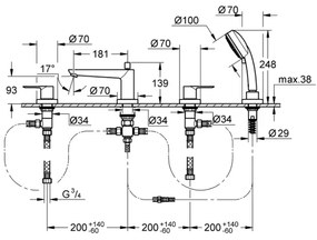 GROHE 2511900A - Vanová baterie BAULOOP DN 20 lesklý chrom