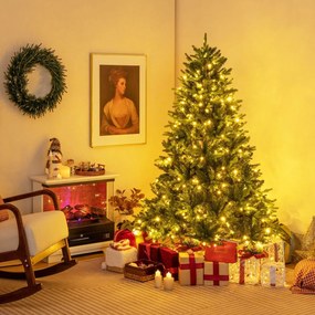 Costway 180 cm umělý vánoční stromek s LED diodami ve vícebarevné a teplé bílé