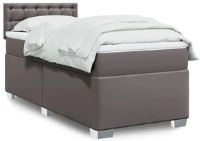 Box spring postel s matrací šedá 80 x 200 cm umělá kůže 3286098