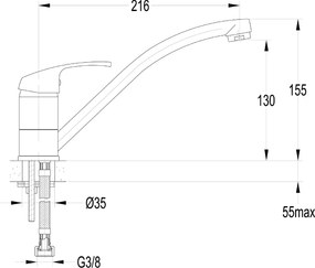 Aqualine 35 stojánková dřezová baterie chrom 52139