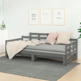 Výsuvná postel šedá masivní borovice 2x (80 x 200) cm,  820349